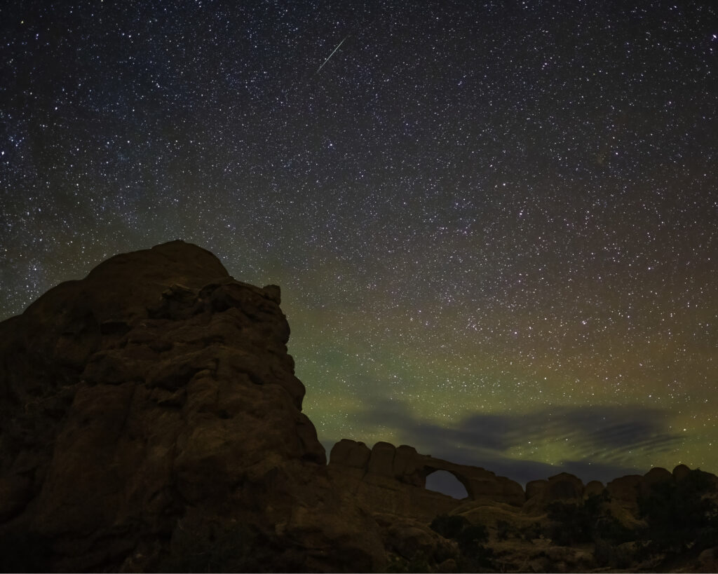 Skyline Arch with Meteor | Colorado Astrophotography